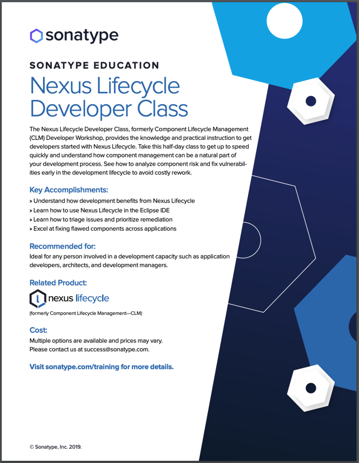 Nexus Lifecycle Developer Training Class