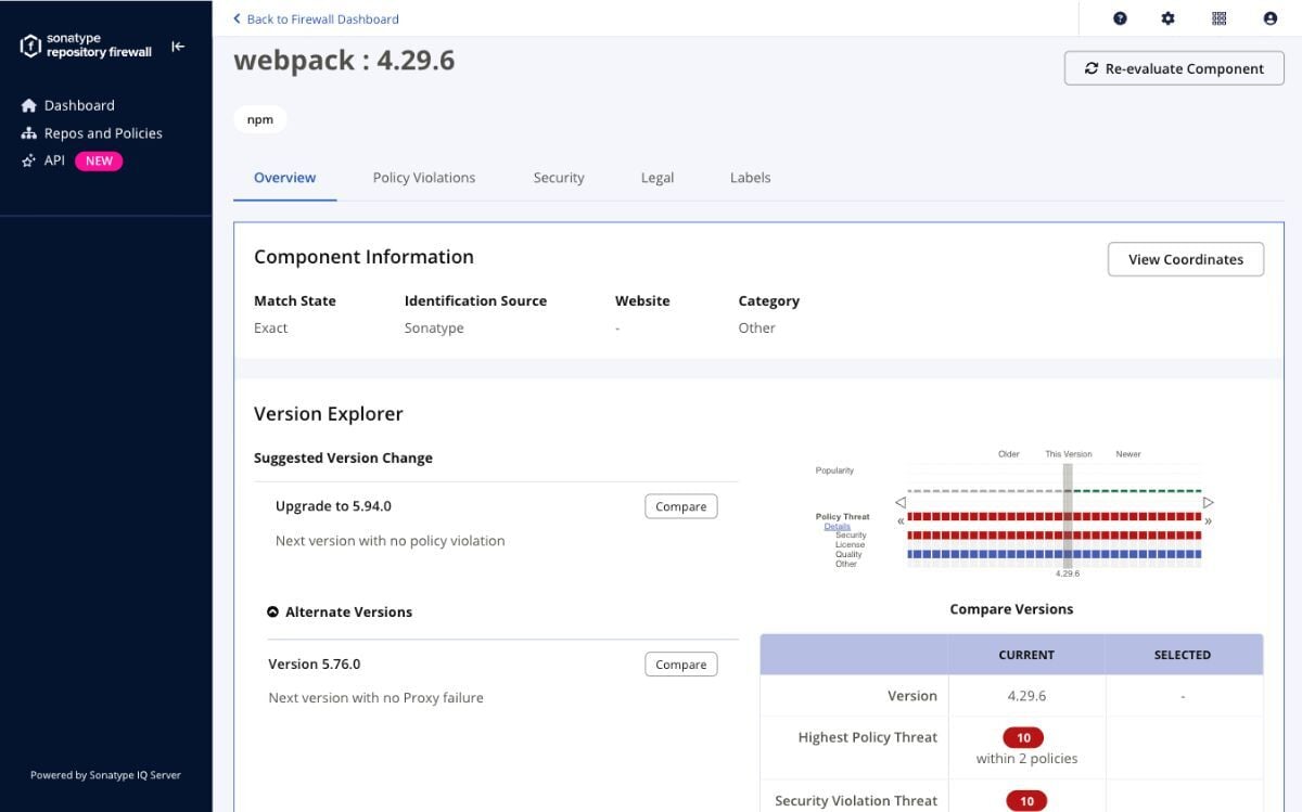 Malicious Code Protection | Sonatype Repository Firewall